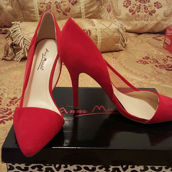 Anne Michelle | Shoes | Sexy Red Suede Pumps With Mesh Size 8 New ...